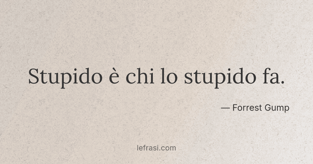 Stupido è chi lo stupido fa