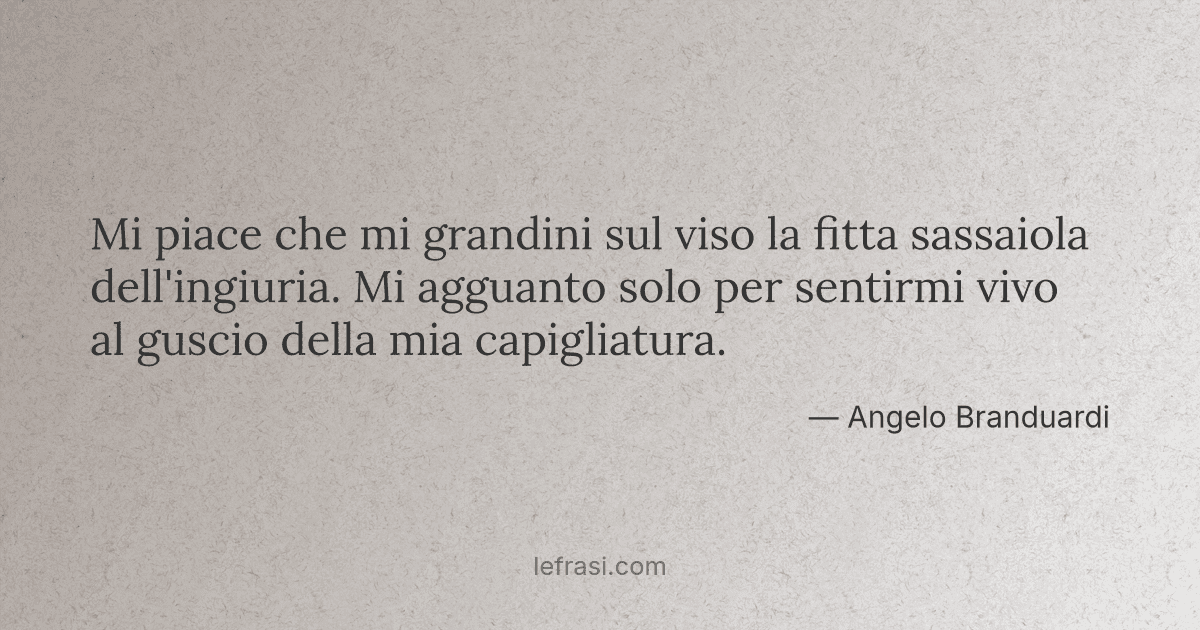 Mi piace che mi grandini sul viso la fitta sassaiola dell'ingiuria ...
