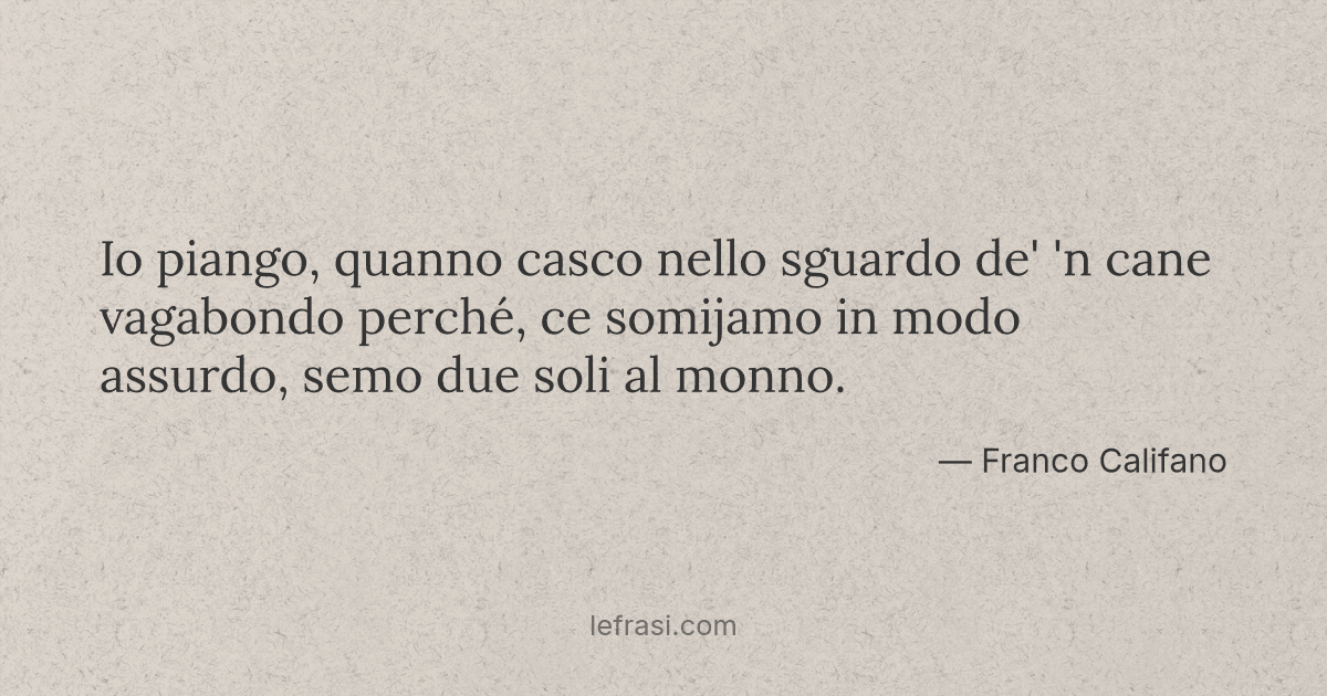 Io piango quanno casco nello sguardo de' 'n cane vagabondo ...